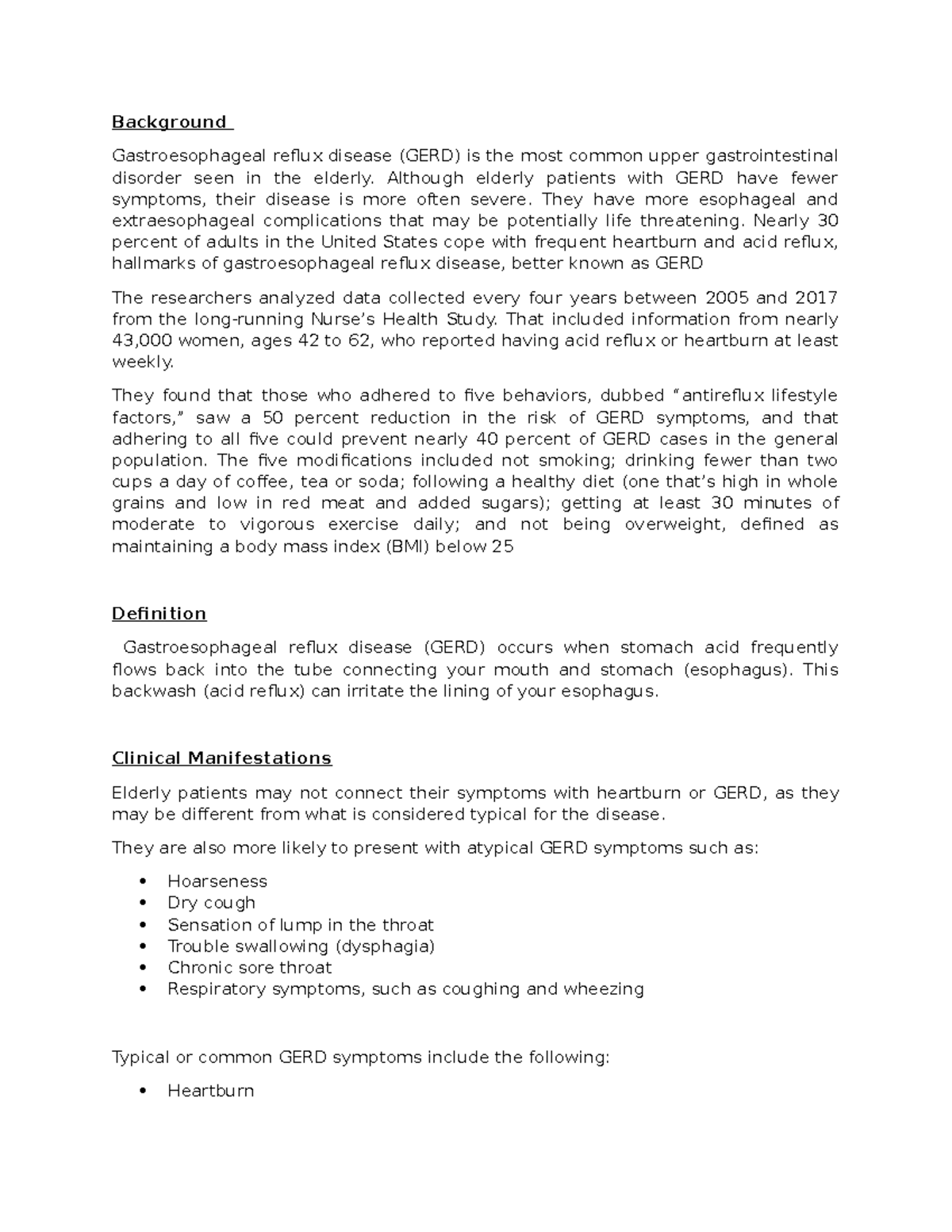 GERD - Notes to do Gerd - Background Gastroesophageal reflux disease ...