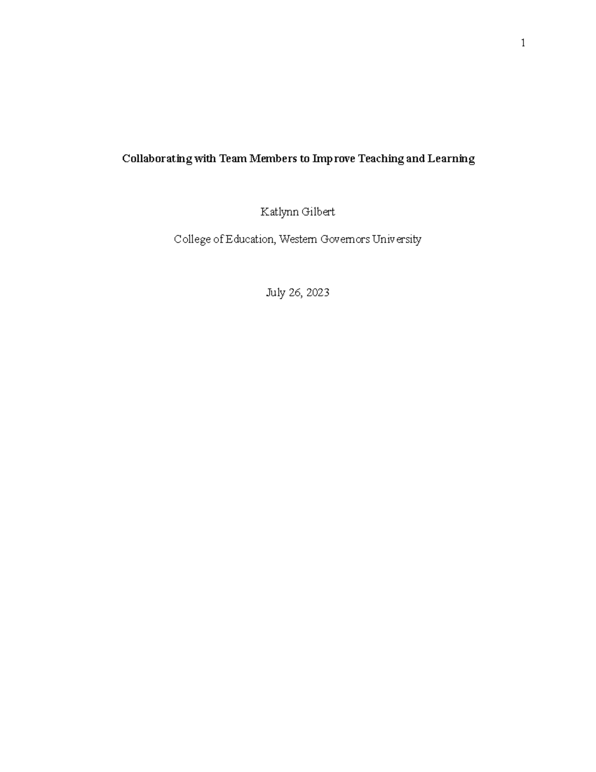 Collaborating with Team Members to Improve Teaching and Learning - The ...