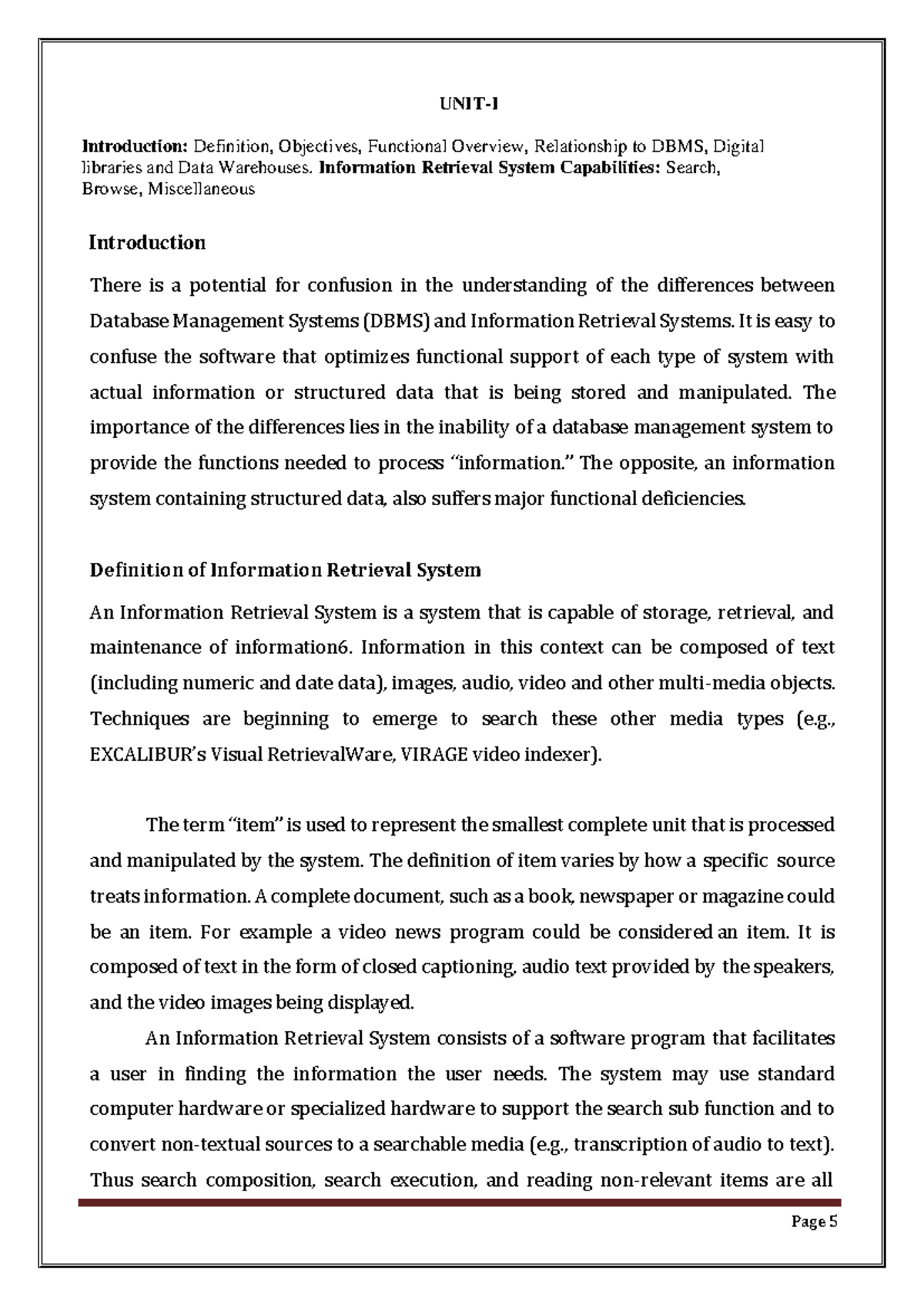Irs unit 1 - Information retrieval system notes jntuh - UNIT-I ...