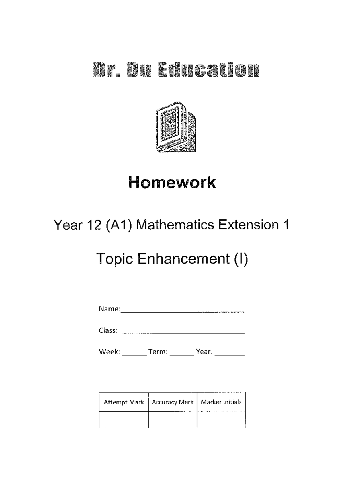 1. Polynomials 1 - dr du - Dr. Du Education Homework Year 12 (A1 ...