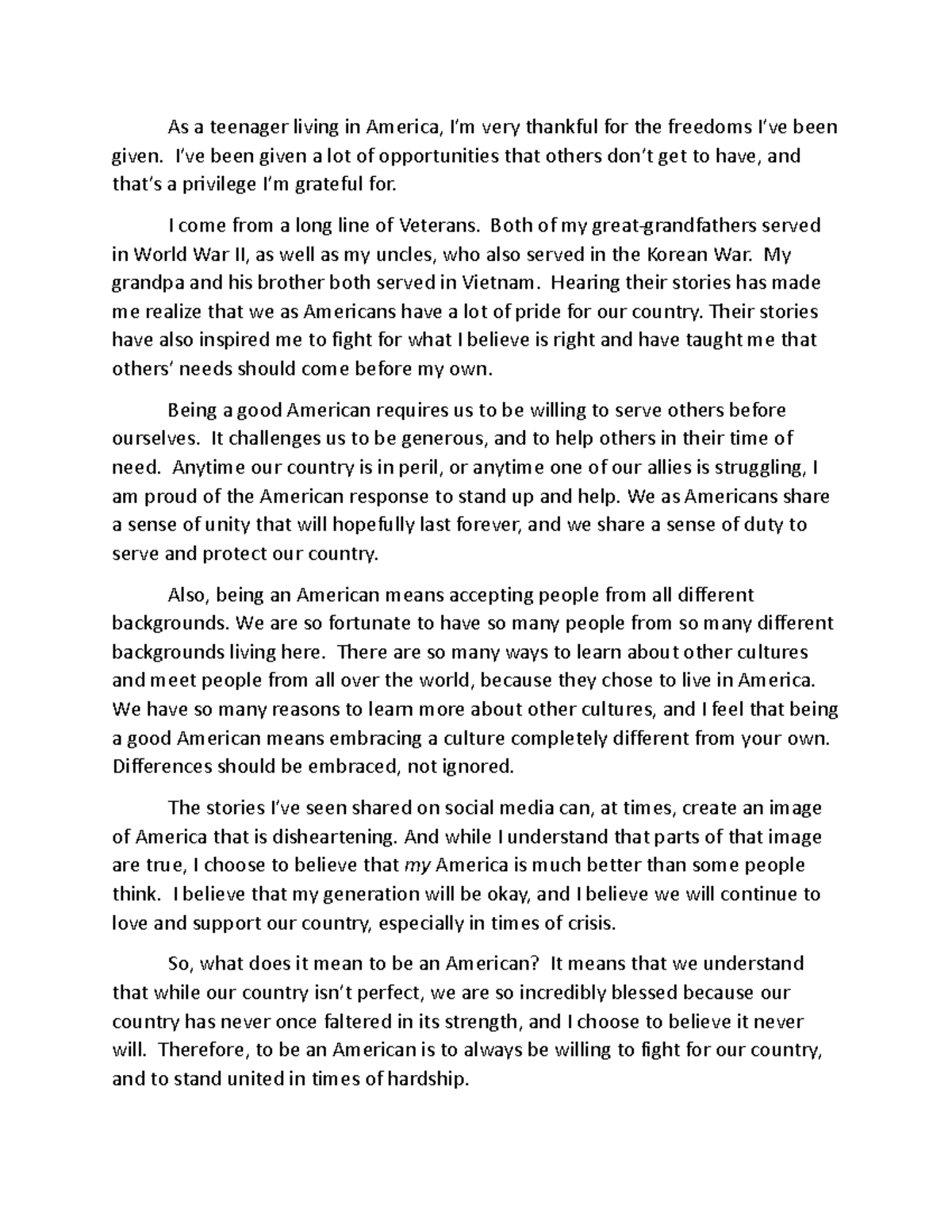 What Does It Mean to Be an American - As a teenager living in America ...