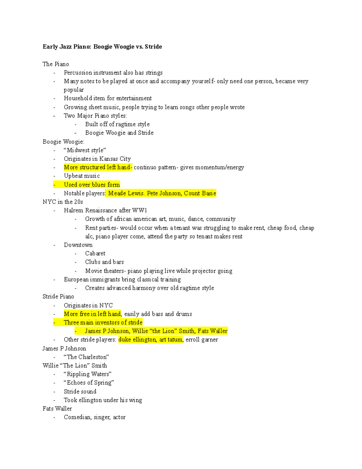 Early Piano styles American Songbook Composers - Early Jazz Piano ...