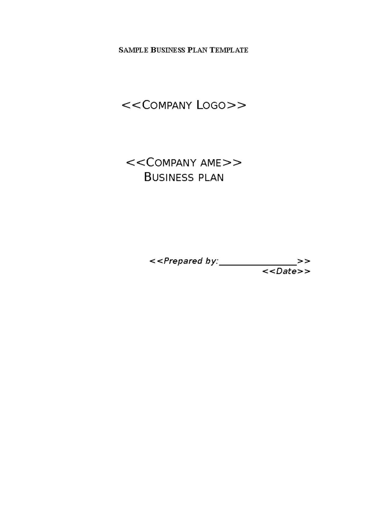 Sample Business Plan Template for student - SAMPLE BUSINESS PLAN TEMPLATE