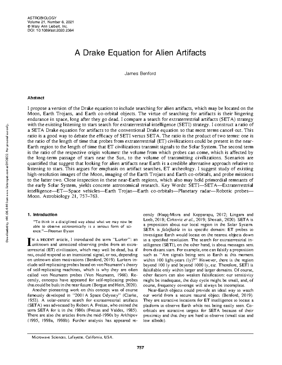 Alien artefacts - Bees2741 paper for final assessment, life outside of ...