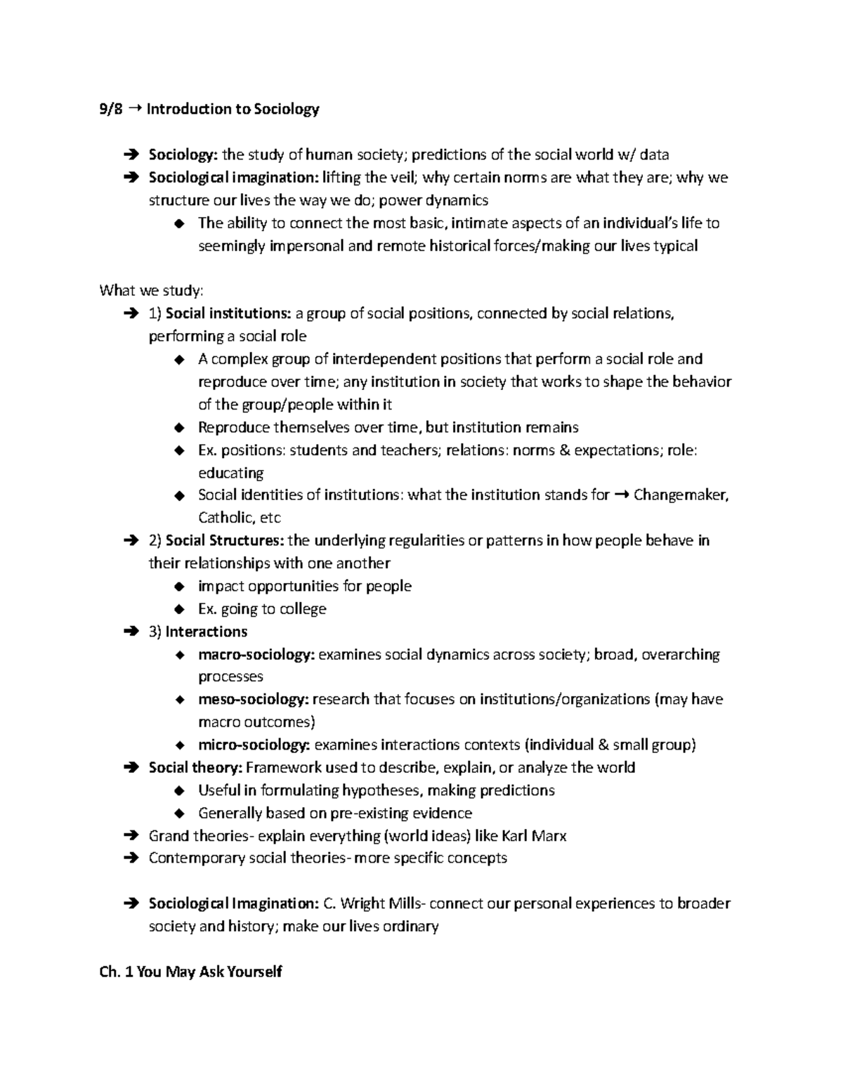 Sociology 101 In-Class and Reading Notes - Ê/É → Introduction to ...