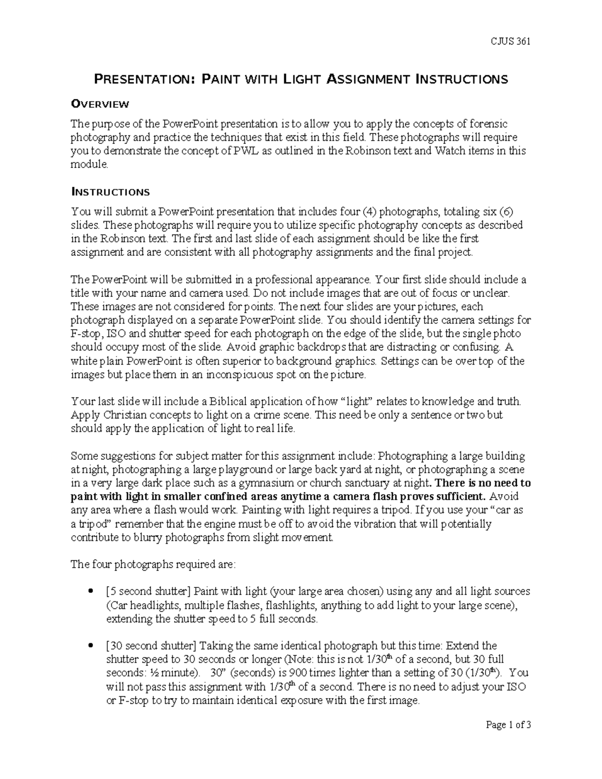 Presentation Paint with Light Assignment Instructions - CJUS 361 ...