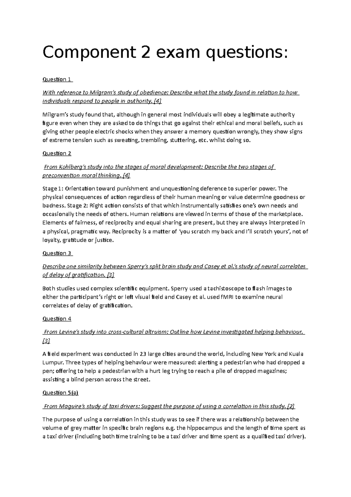 Sample/practice exam 2013, questions and answers - Component 2 exam ...