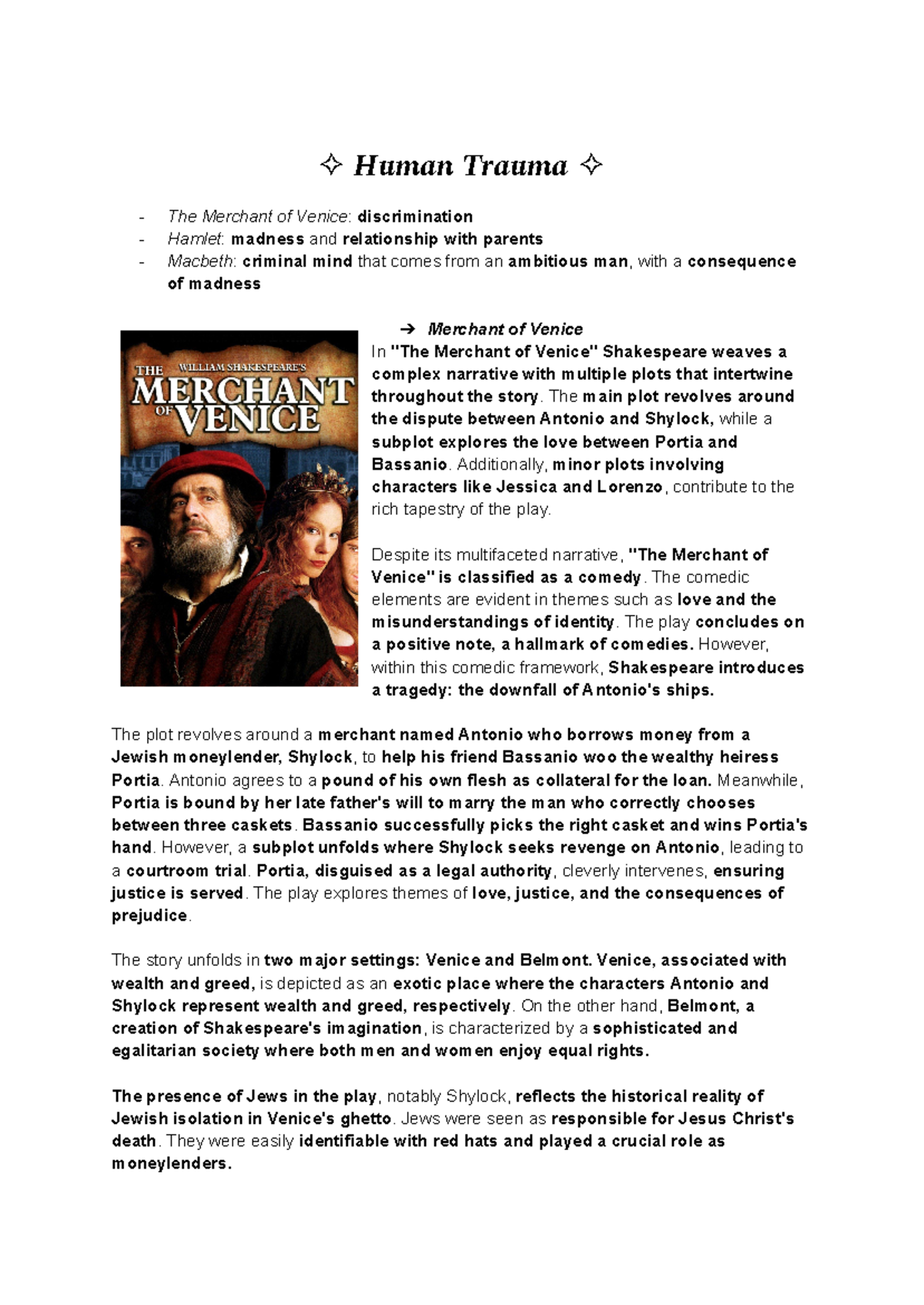 Human Trauma - knkl - Human Trauma The Merchant of Venice ...