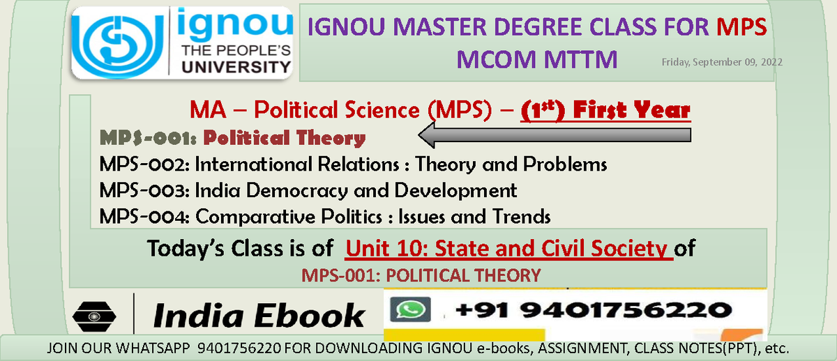 Ignou MPS-1 Political Theory Unit 10 State and Civil Society Notes ...