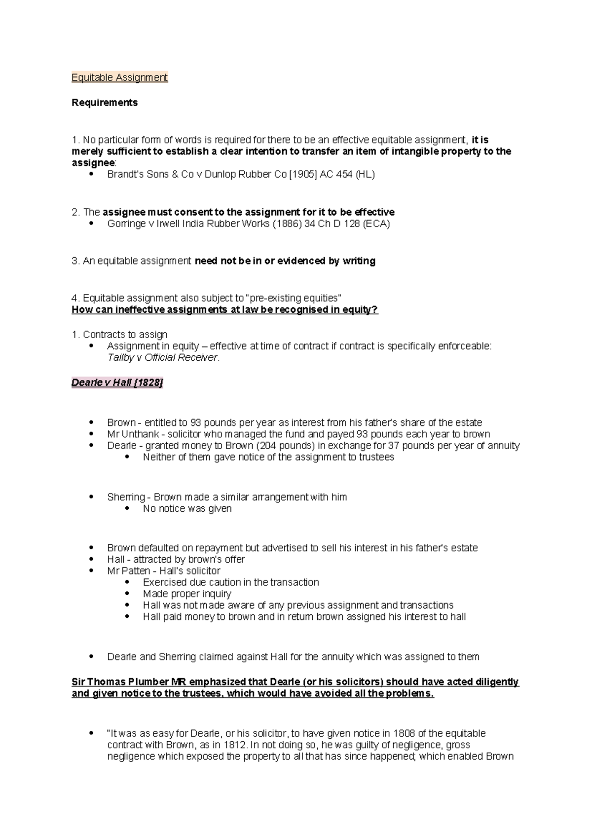 Equitable Assignment - Lecture 1 - Equitable Assignment Requirements No ...
