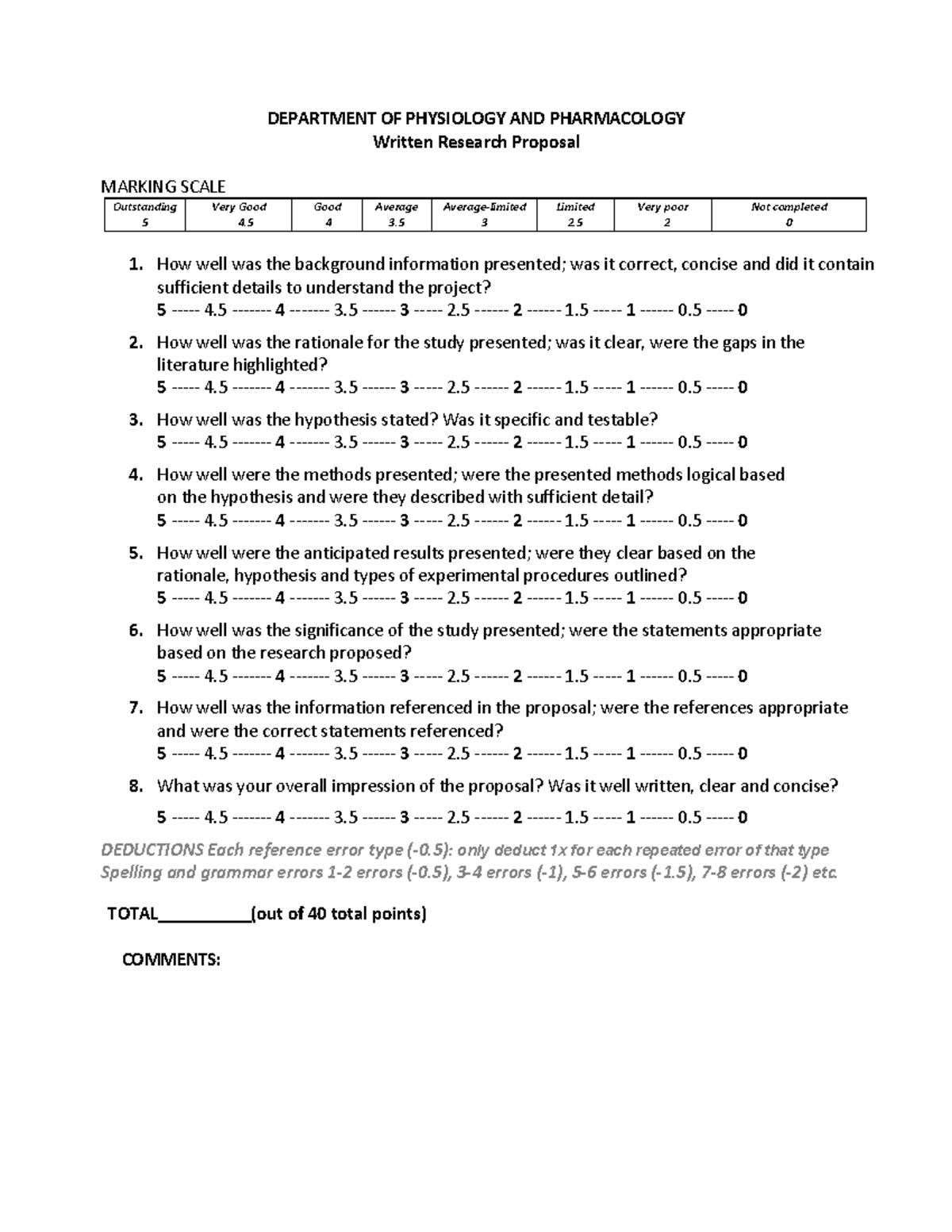 Research Proposal Rubric 2021 - DEPARTMENT OF PHYSIOLOGY AND ...