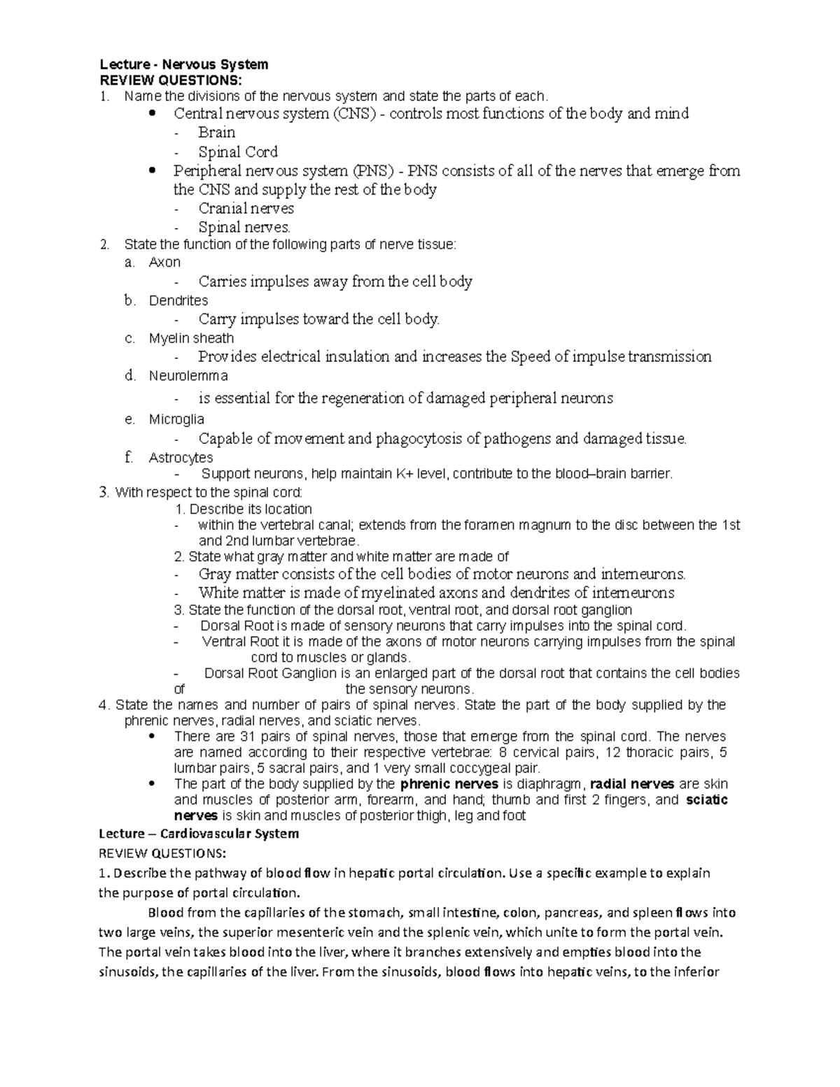 Anatomy and physiology activity basta yan - Lecture - Nervous System ...