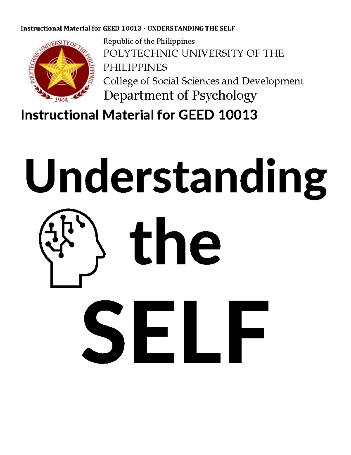 Understanding The Self Module - Republic of the Philippines POLYTECHNIC ...