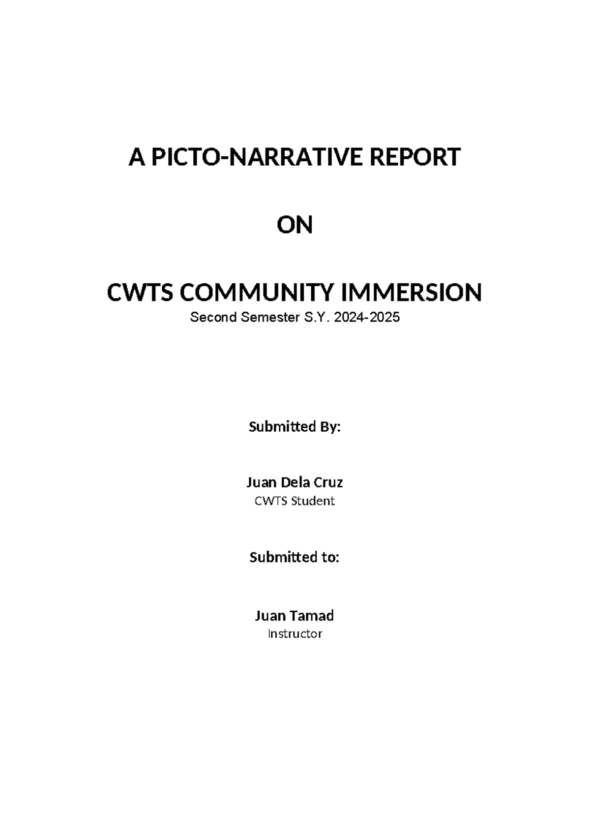 Cover-Page - cover page for cwts work immersion 2nd sem - College of ...