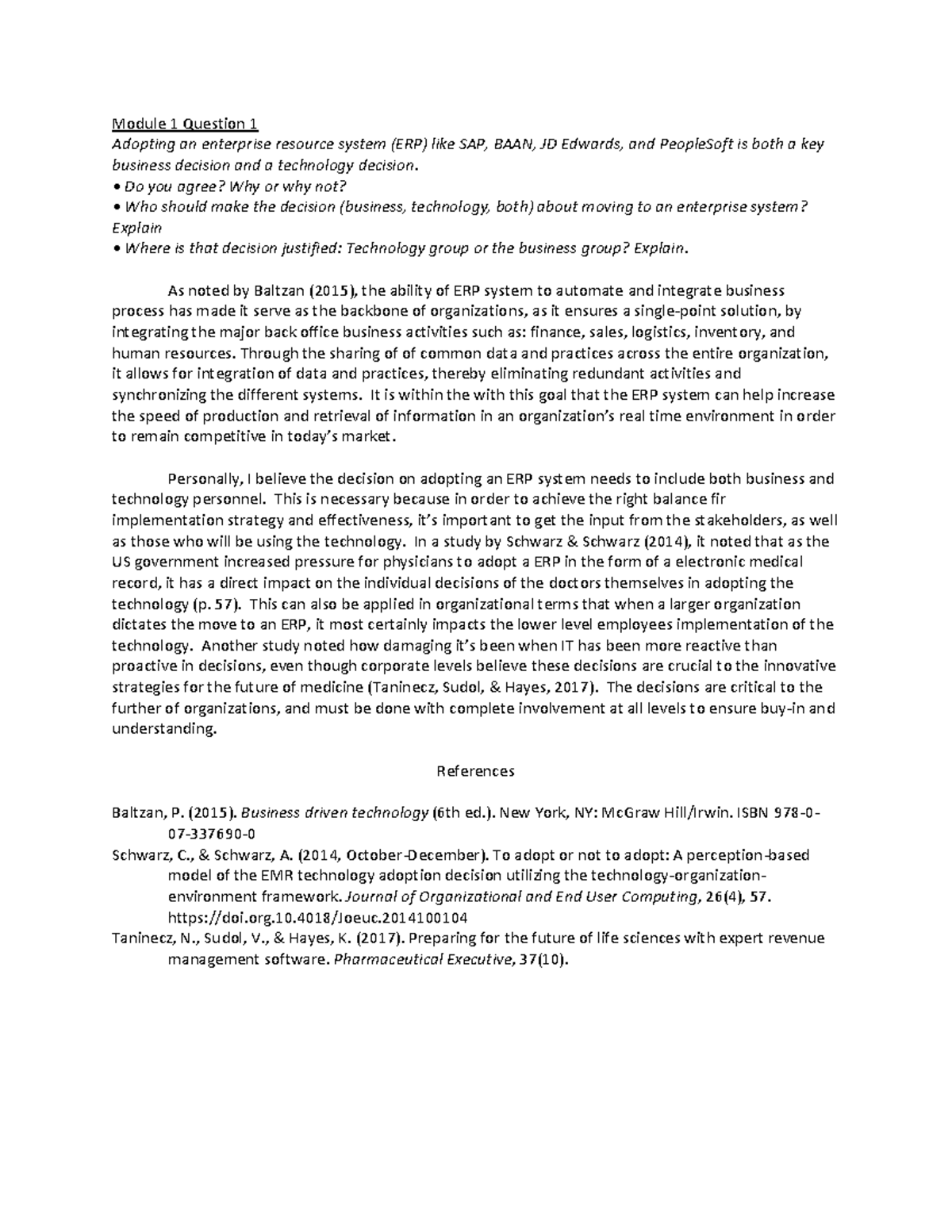 Module 1 Discussion - Business Technology - Module 1 Question 1 ...