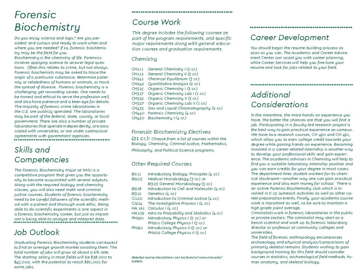 Forensic Biochemistry - Along with the required biology and chemistry ...