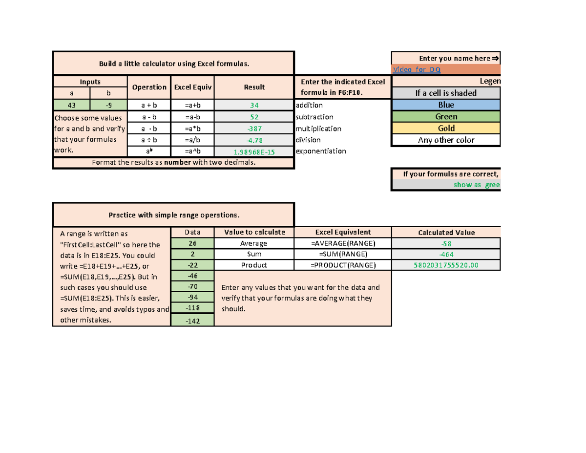 MAT-144 Topic 1 - N/A - Enter you name here ⇒ Video_for_DQ a b If a cell is shaded 43 -9 a + b ...