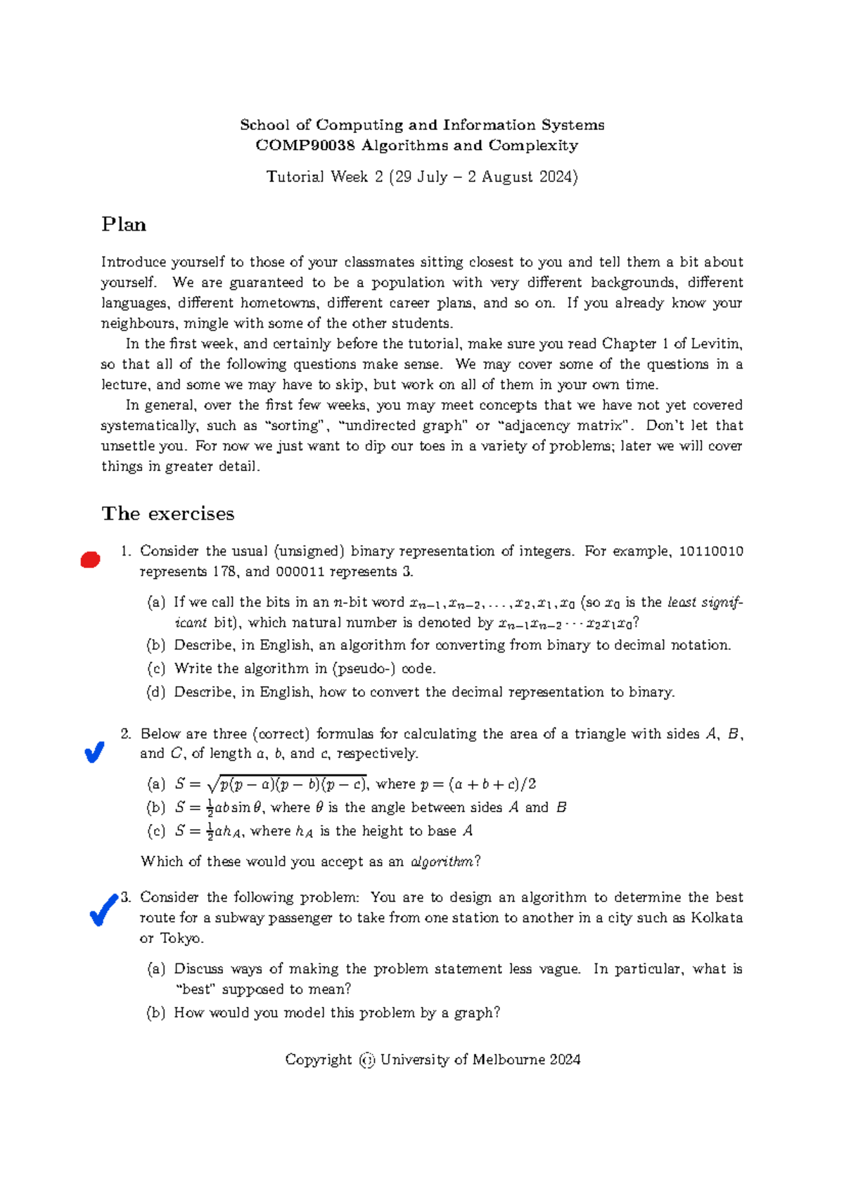 Week02 - cas - School of Computing and Information Systems COMP90038 Algorithms and Complexity ...