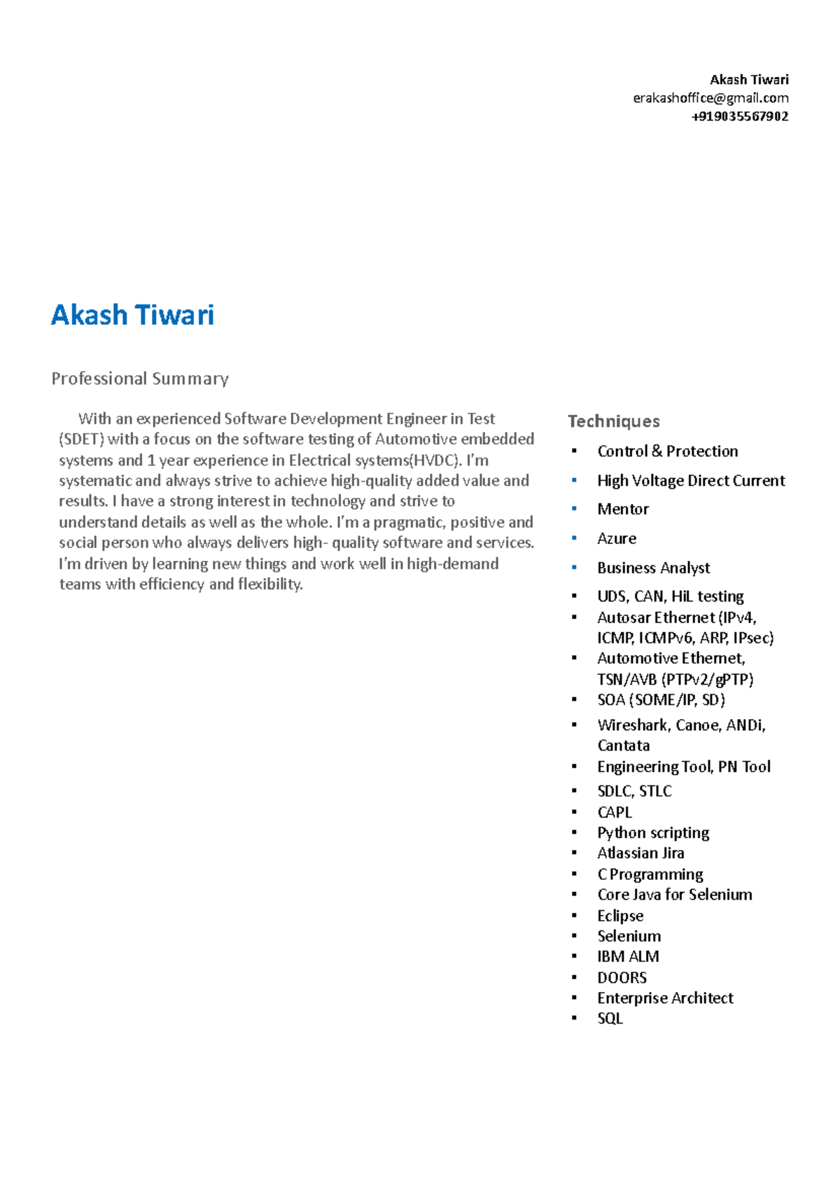 Akash Tiwari CV New1 - • Yêu cầu bài thu hoạch: sinh viên nộp bài thu ...