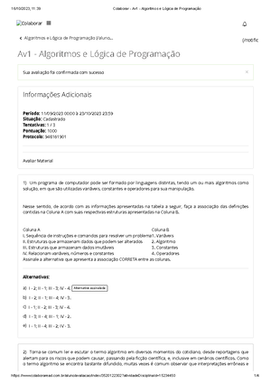 Algoritimo - Desenvolvimento de um programa utilizando a Linguagem C ...