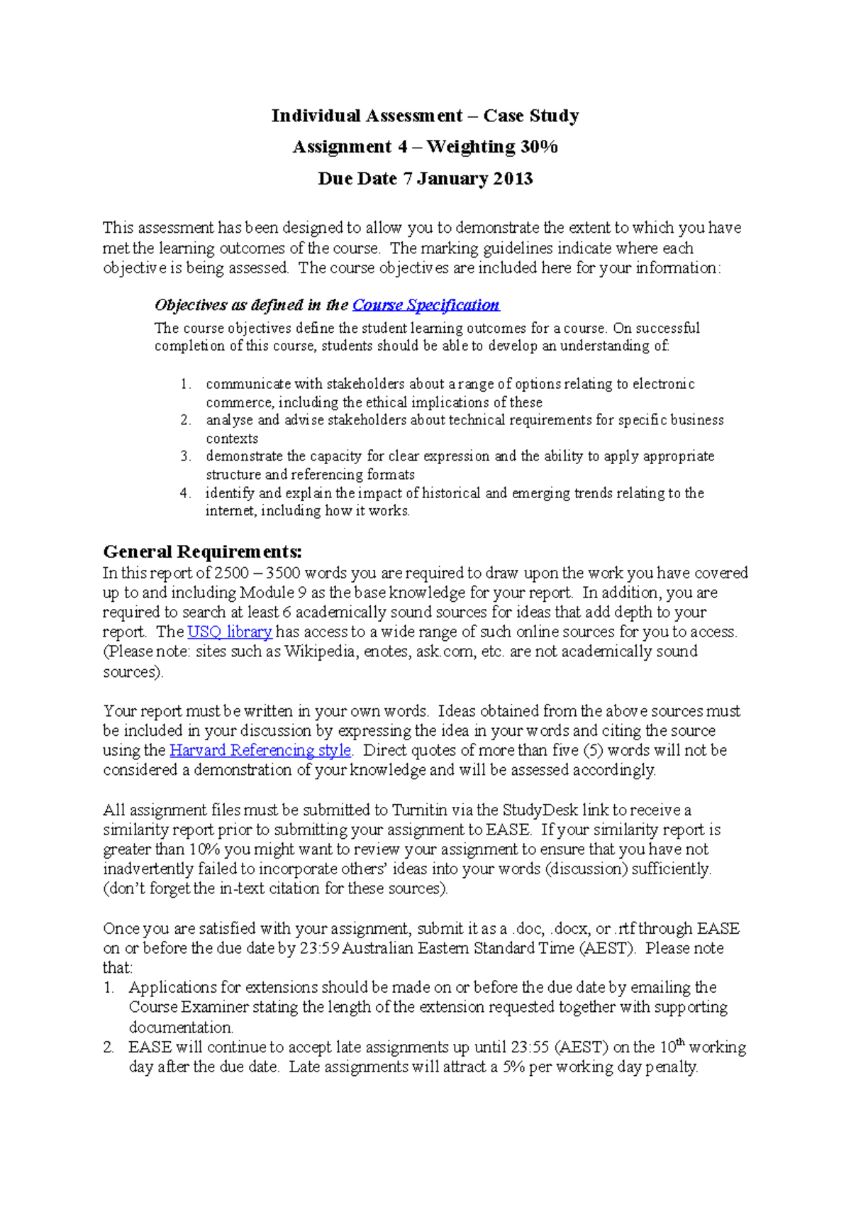 CIS1101 Case Study Business Report – S3 2012 - Individual Assessment ...
