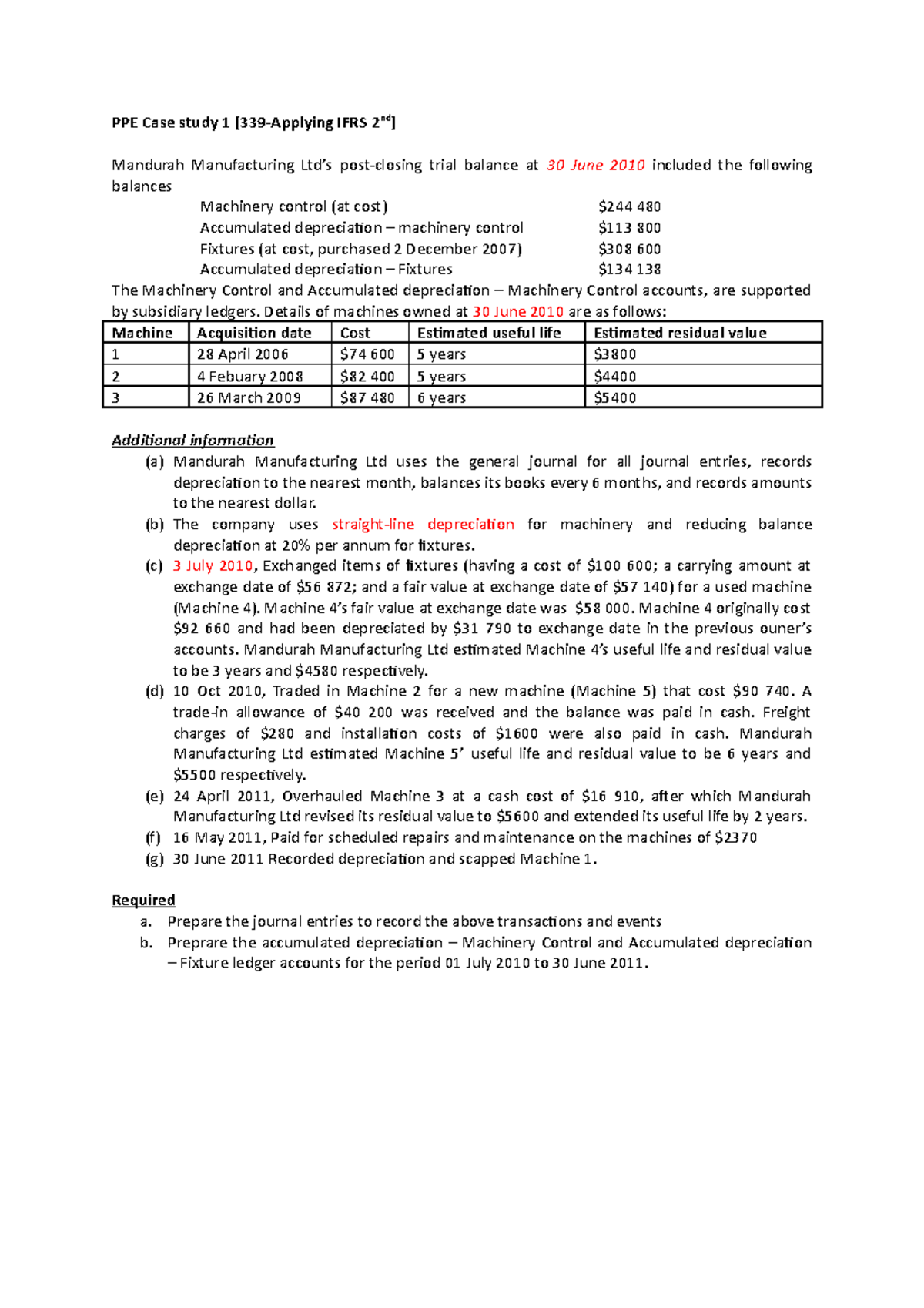 T3. PPE - case study 1 - PPE Case study 1 [339-Applying IFRS 2nd ...
