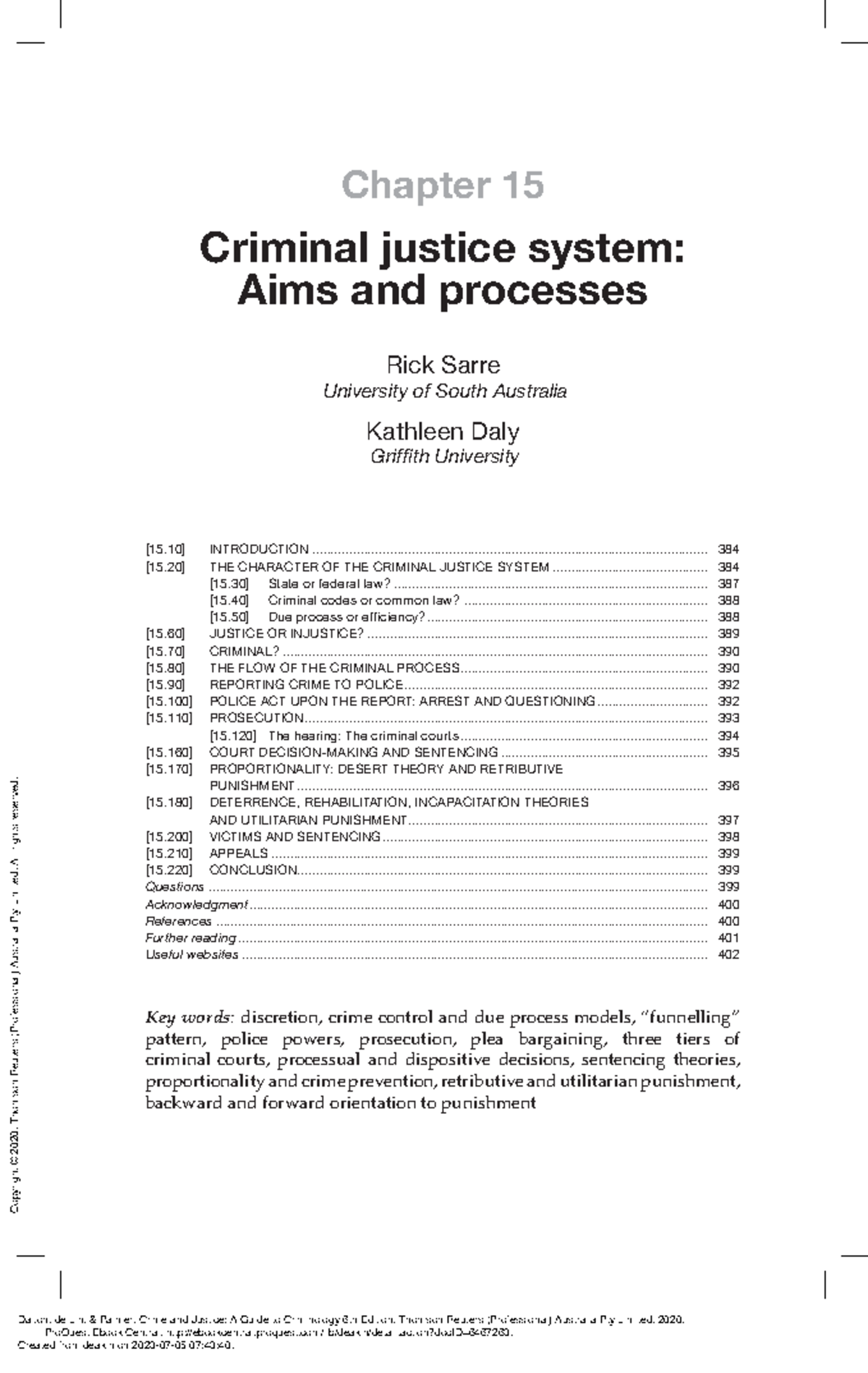 Chpater 15 - chapter 15 - Chapter 15 Criminal justice system: Aims and ...
