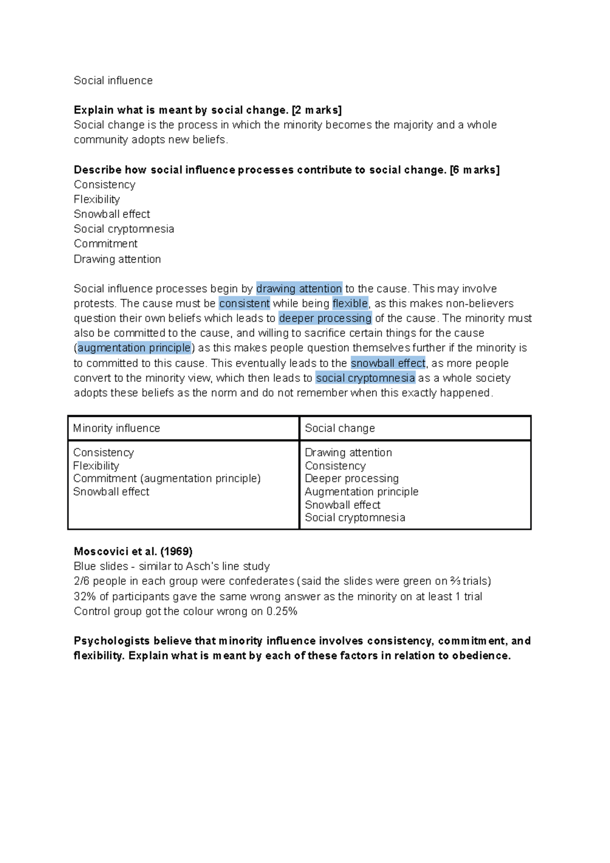 Social influence questions and answers - Social influence Explain what ...