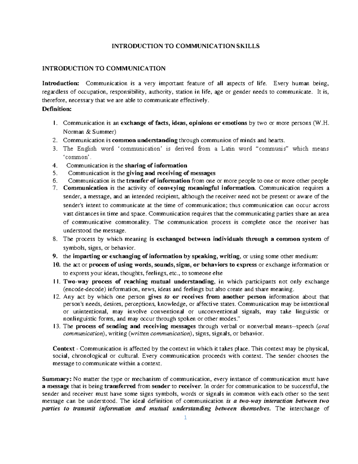 Introduction TO Communication Skills (Revised JAN 2017 ) - INTRODUCTION ...