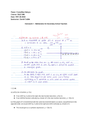 MAT 380 Week 1 - Homework 1 - Chapter 1 - Homework 1.2 - 4. (a) It is ...