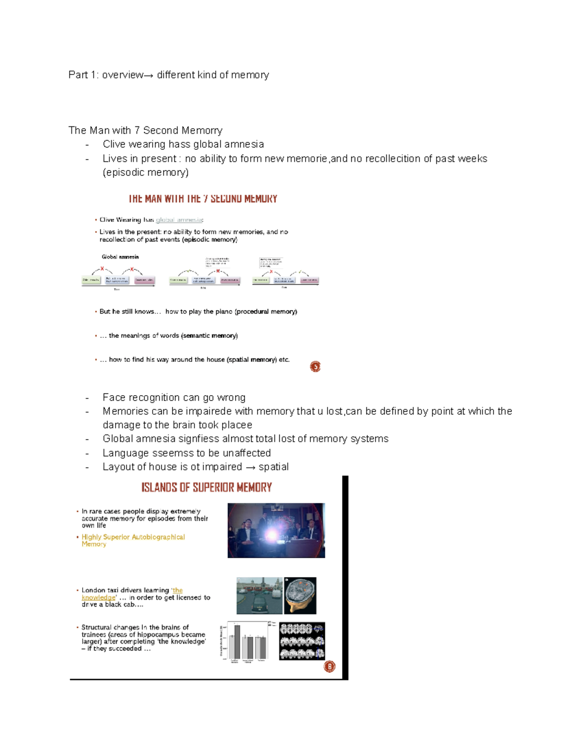 Topic 6 Memory Lect Notes Part 1 Overview→ Different Kind Of Memory The Man With 7 Second