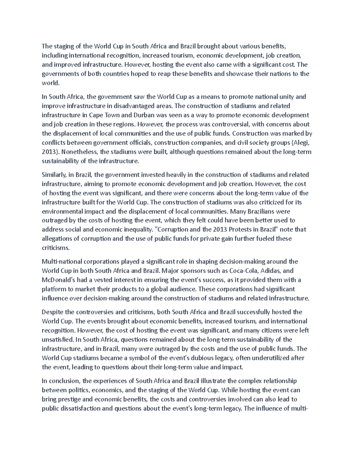 Week 12 assignment - Global Soccer - The staging of the World Cup in ...