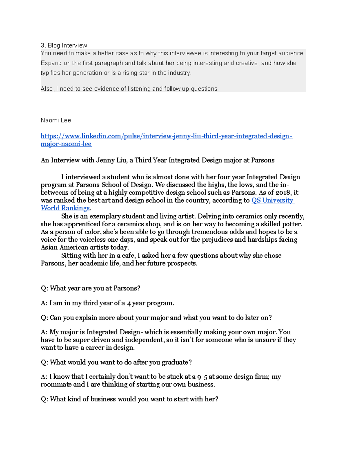 3. Blog Interview - Blog Interview You need to make a better case as to ...