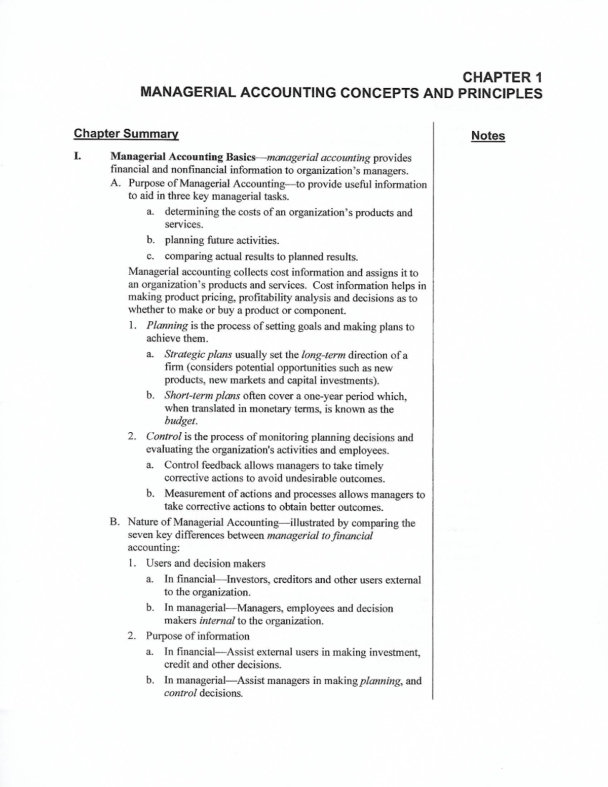 Chapter 1 Notes - BUS 1B - Studocu