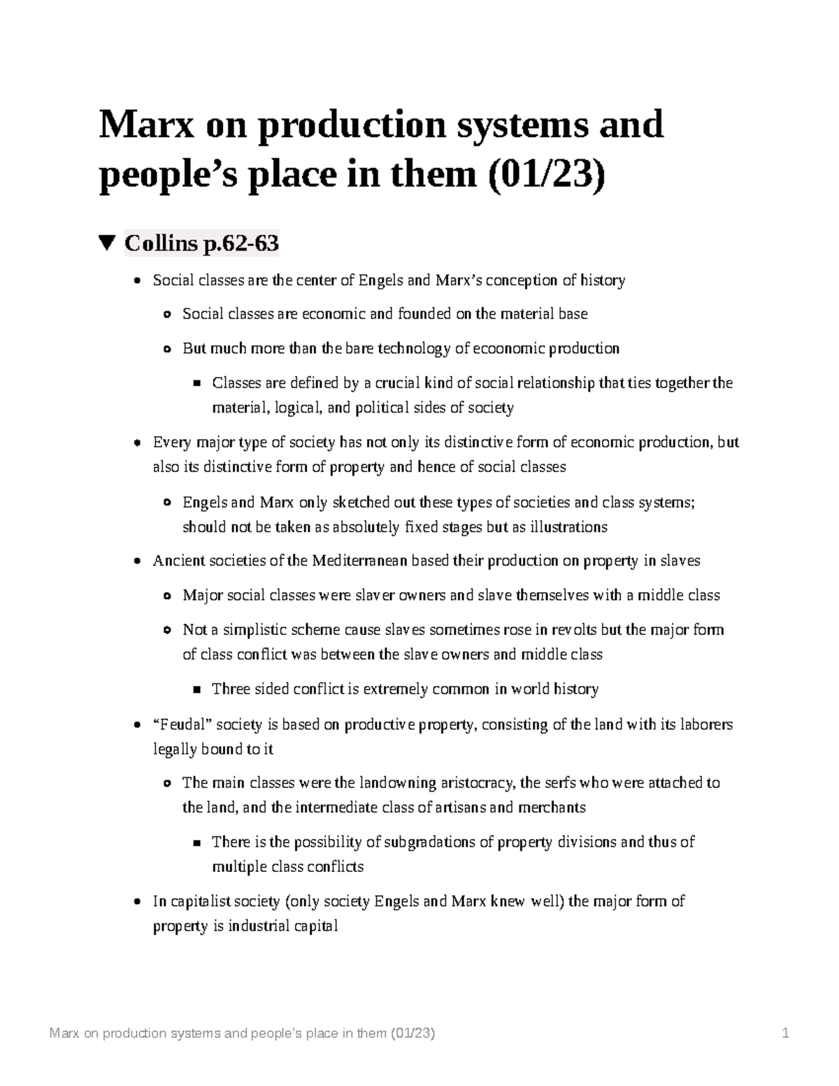 Marx on production systems and peoples place in them - Marx on ...