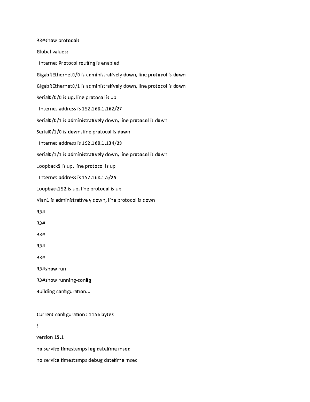 Eigrp configuraiton on complex networks - R3#show protocols Global ...