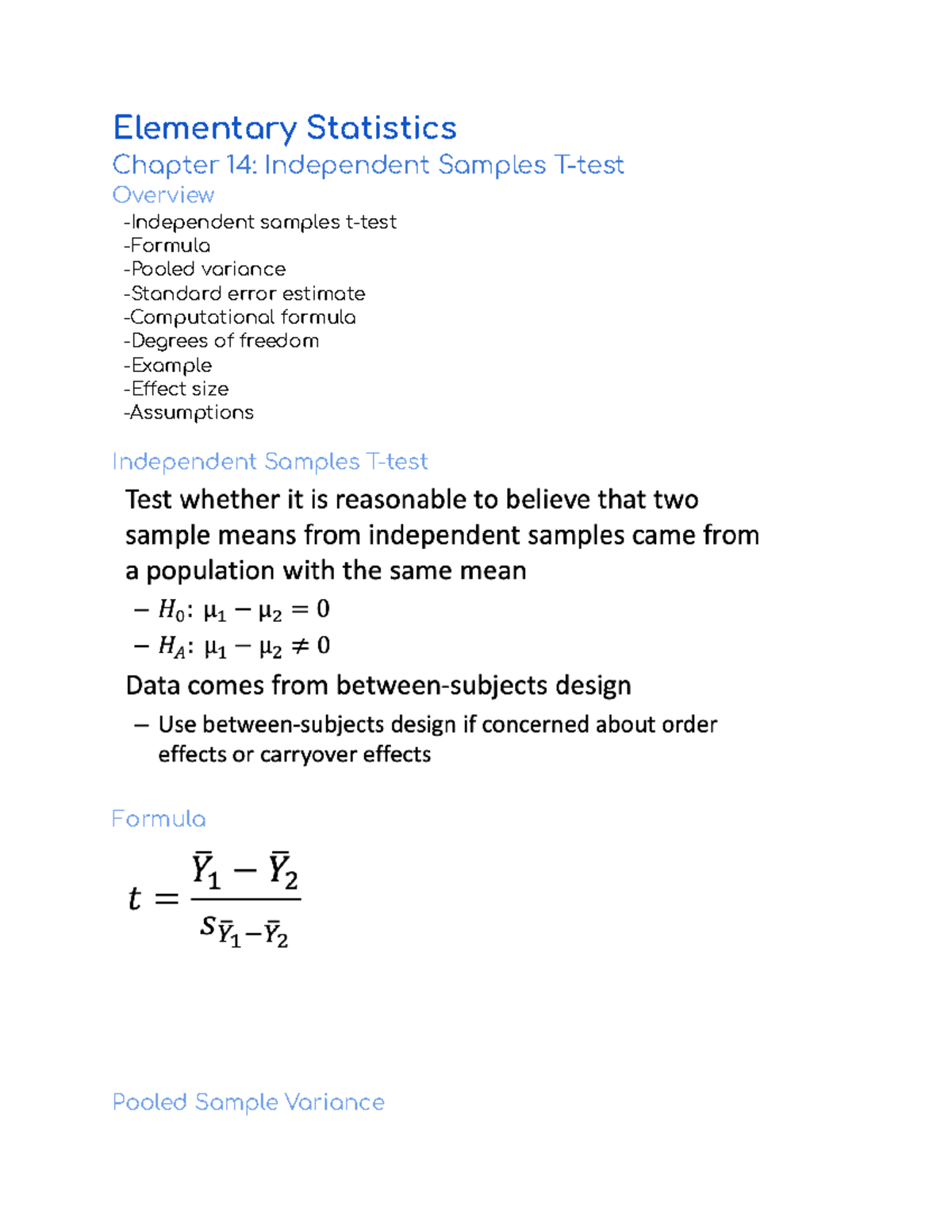 PSYC 301 Chapter 14: Independent Samples T-test - Howell, D.C. (2017 ...