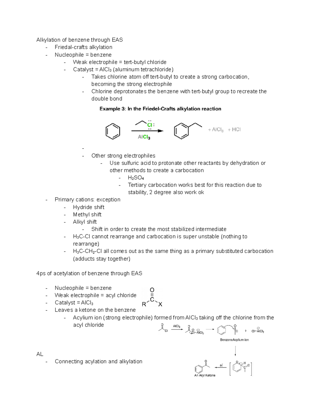 Ochem 2302 Lecture 3 Notes - Alkylation of benzene through EAS ...