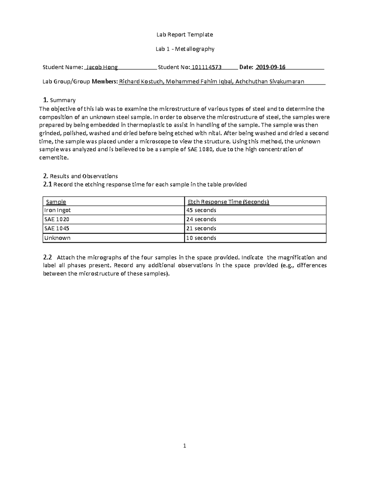 MAAE 2700 Lab 01 101114573 - Warning: TT: undefined function: 32 Lab Report Template Lab 1 ...