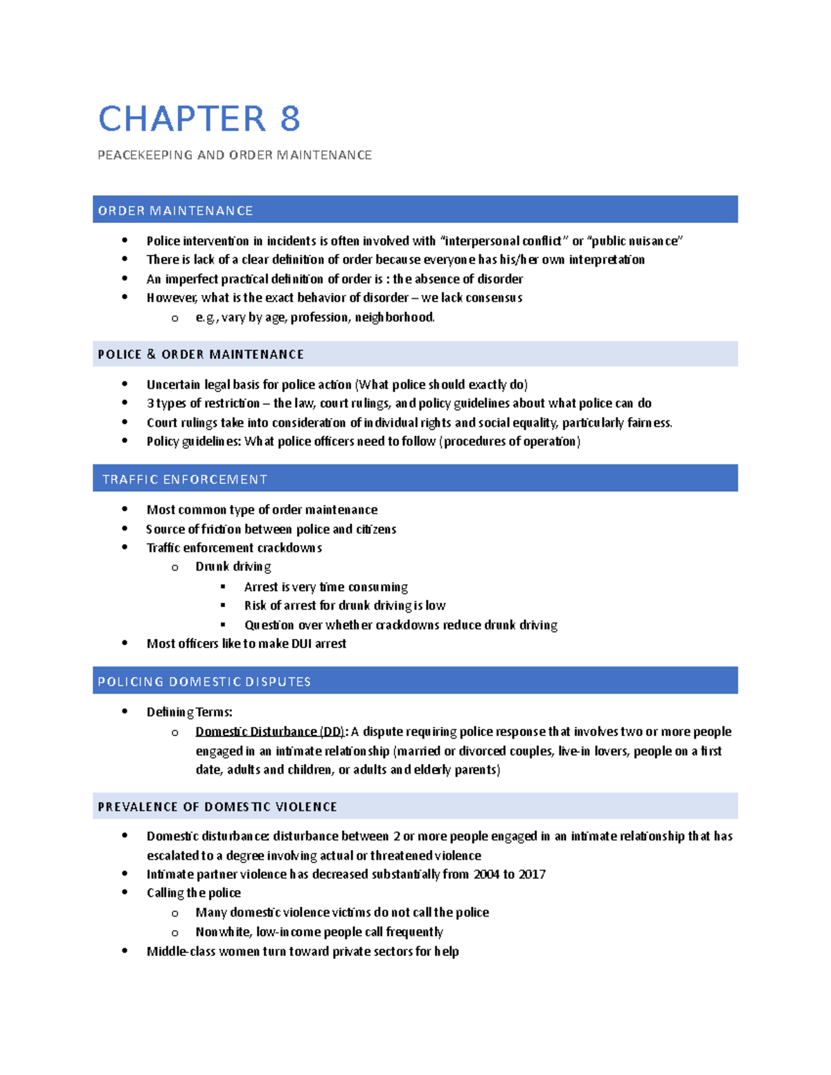 Chapter 8 - Peacekeeping - CHAPTER 8 PEACEKEEPING AND ORDER MAINTENANCE ...