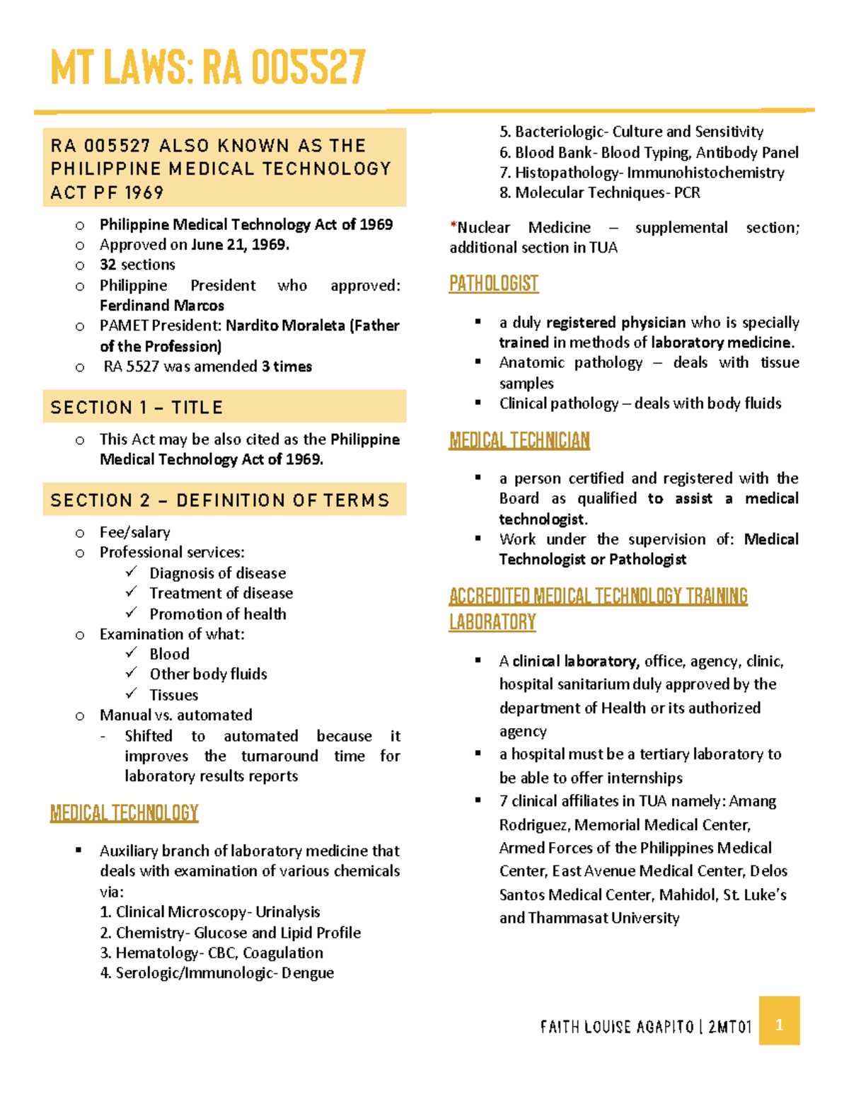 MT Laws RA 005527 - All information came from the lecturer (N. Casamina) - RA 005527 ALSO KNOWN ...