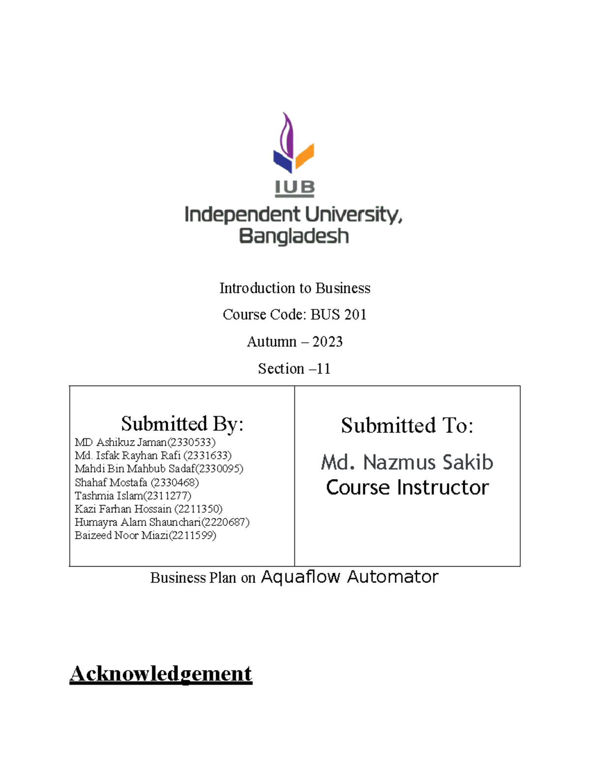 Term paper bus 201-1 - Introduction to Business Course Code: BUS 201 ...