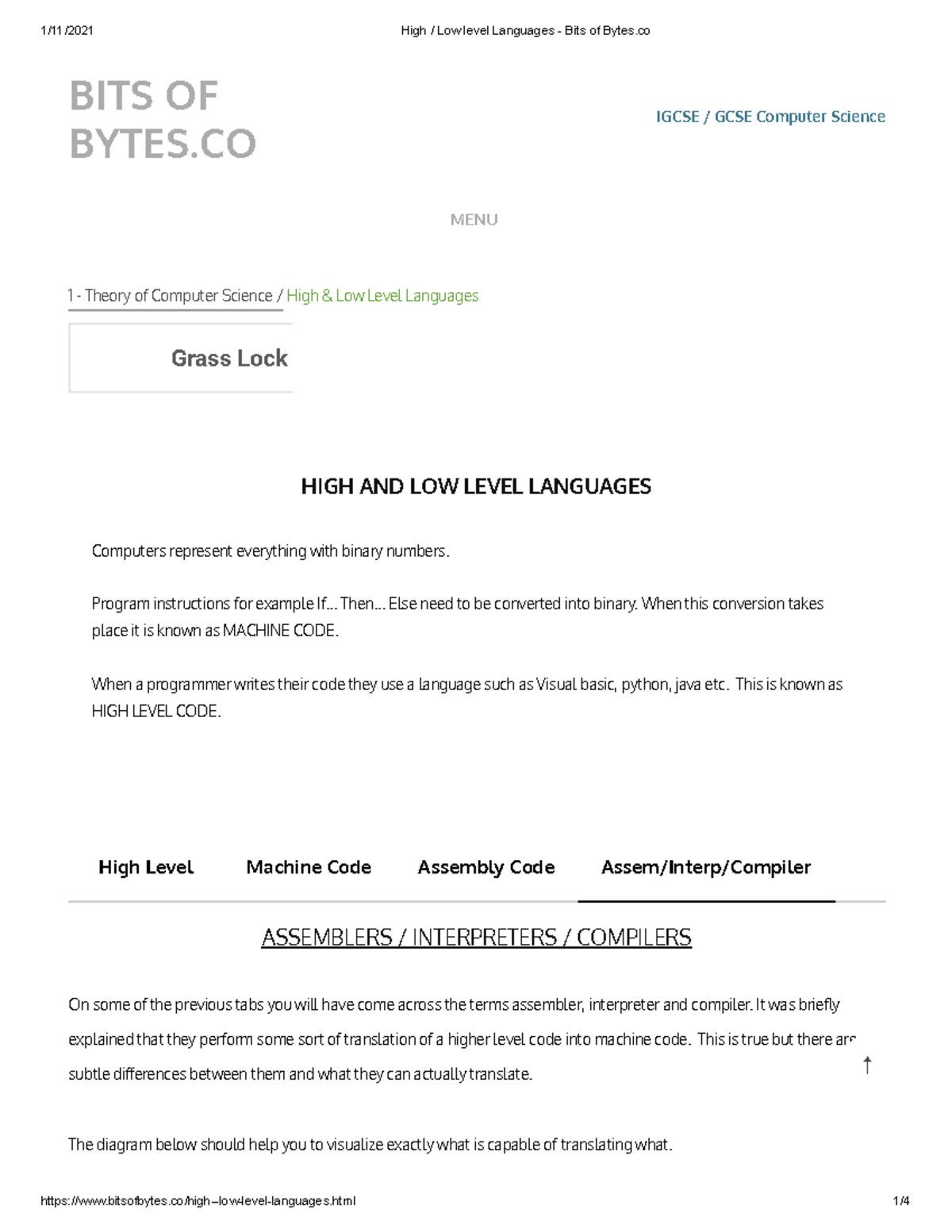 High Low level Languages notes - Bits of Bytes - HIGH AND LOW LEVEL ...