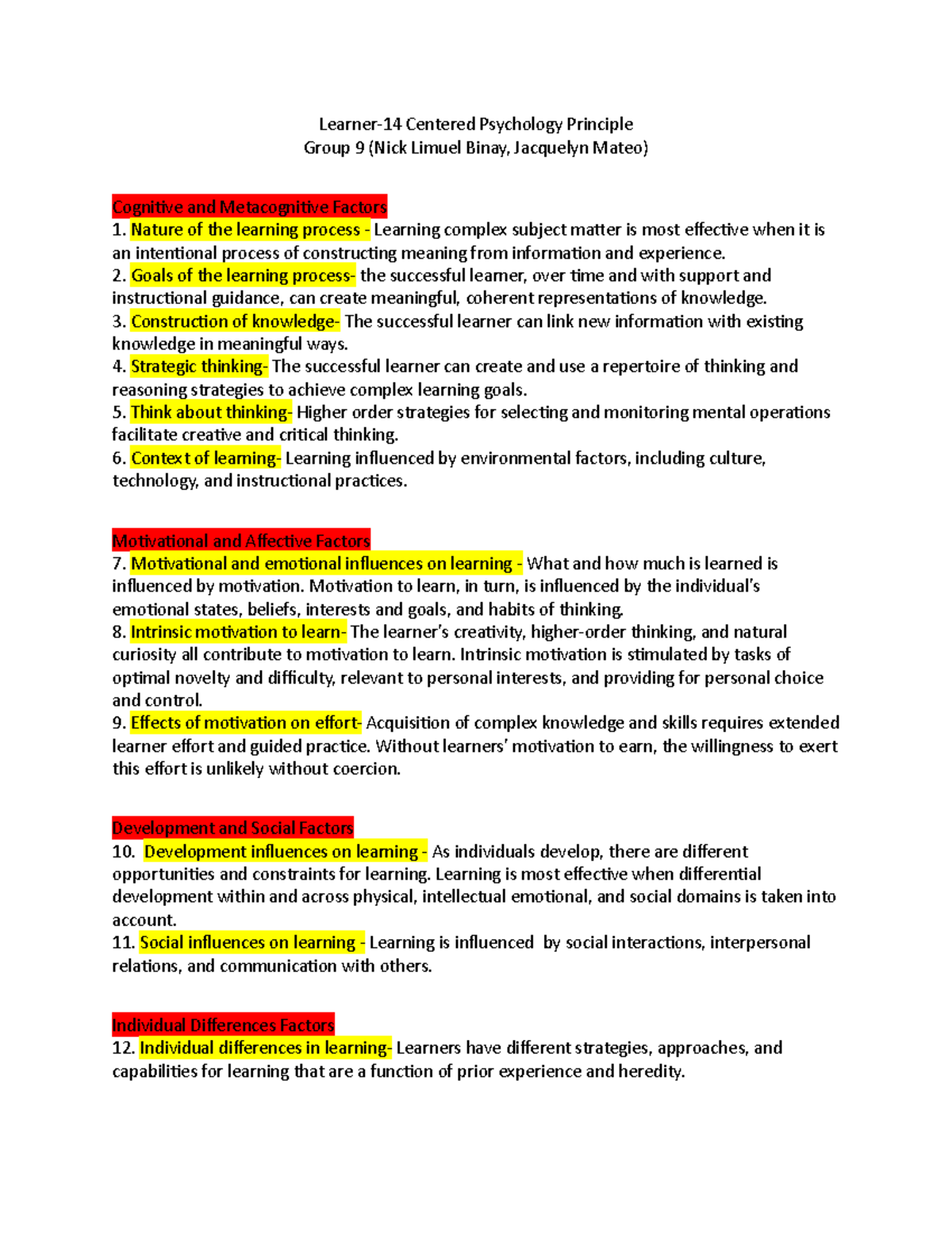 Group 9 - For learning purposes - Learner-14 Centered Psychology ...