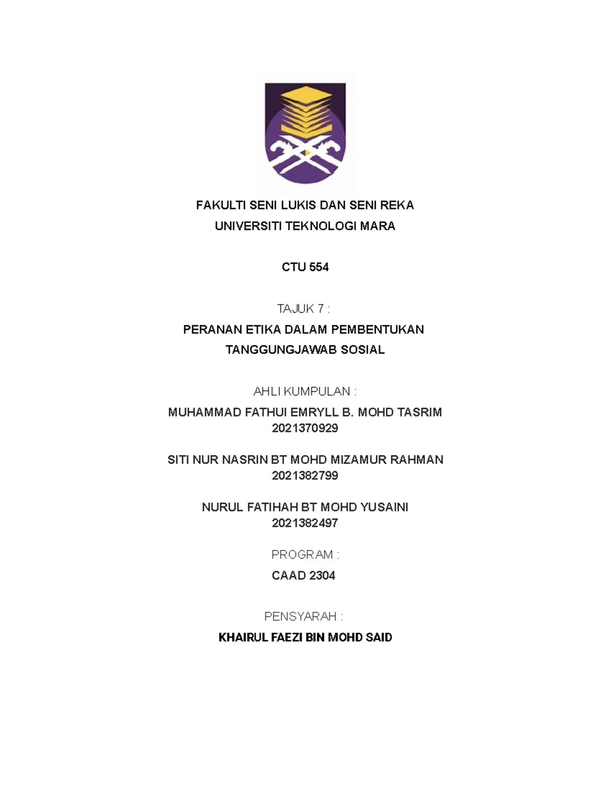 CTU 554 - GOOD ARTWORK - FAKULTI SENI LUKIS DAN SENI REKA UNIVERSITI ...