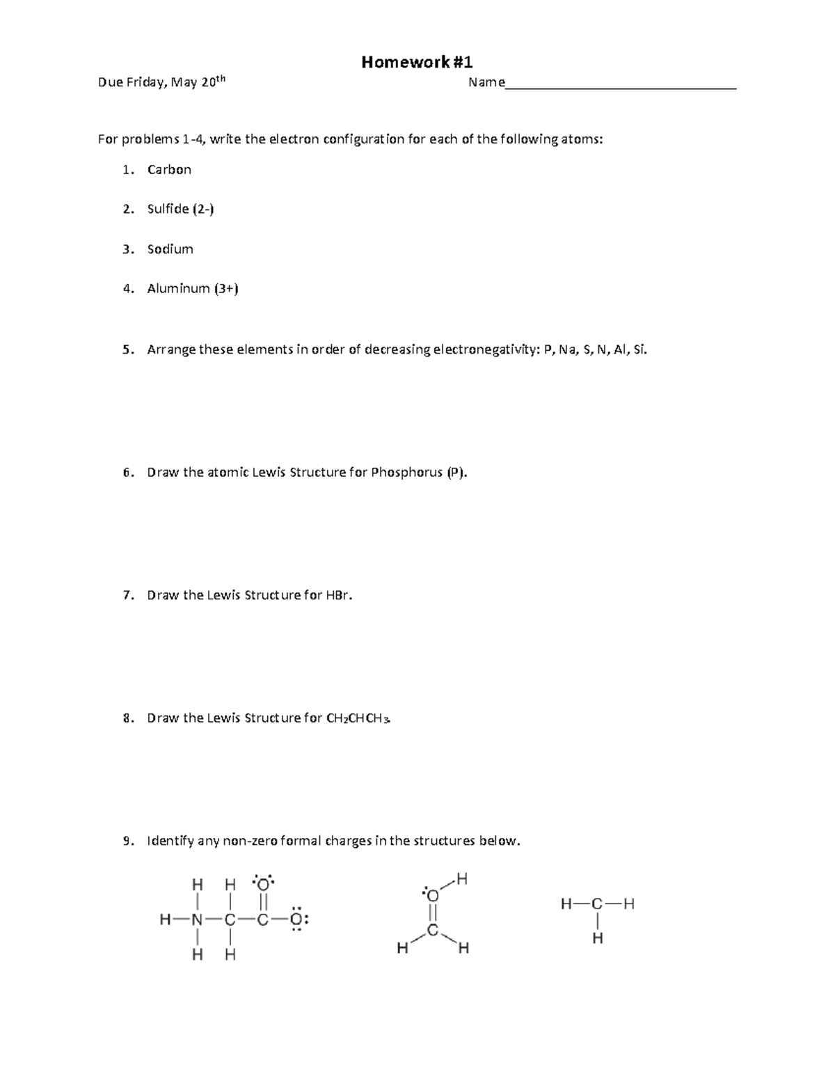 22SU SEP Homework 1 - Here are just some practice problems in Organic ...