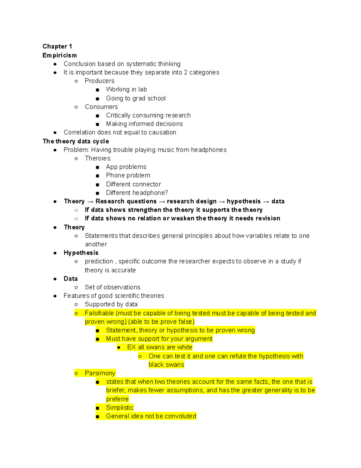 PSYC Chapter 1-5 - Chapter 1 Empiricism Conclusion based on systematic thinking It is important ...
