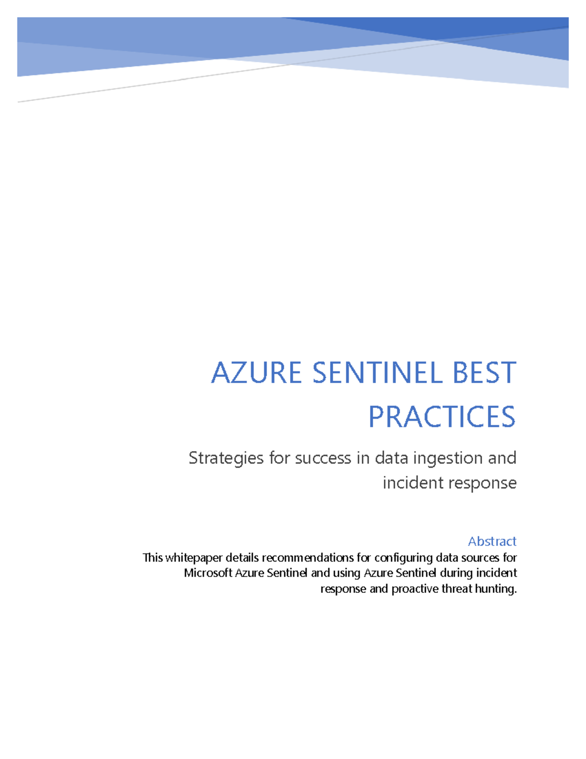 Azure-Sentinel-whitepaper - AZURE SENTINEL BEST PRACTICES Strategies for success in data ...