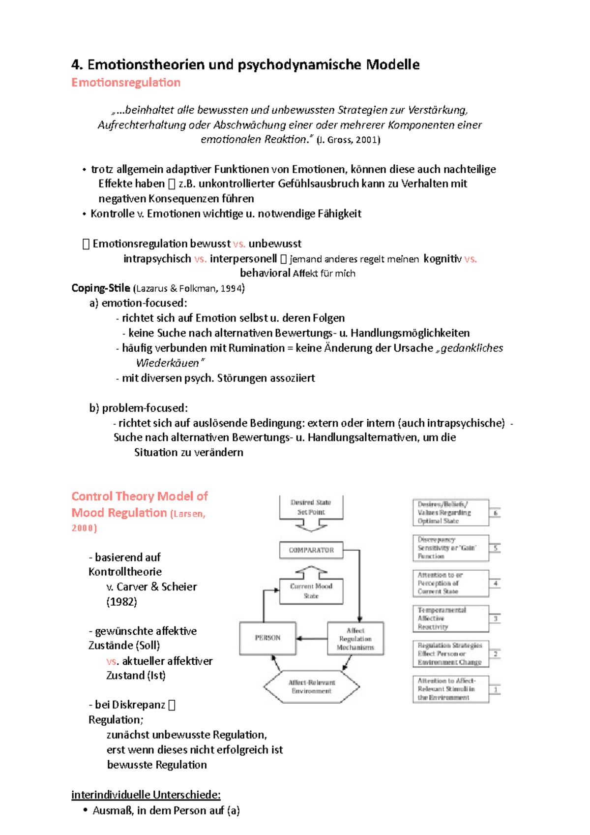 Zusammenfassung 4 Emotionstheorien und psychodynamische Modelle - 4 ...