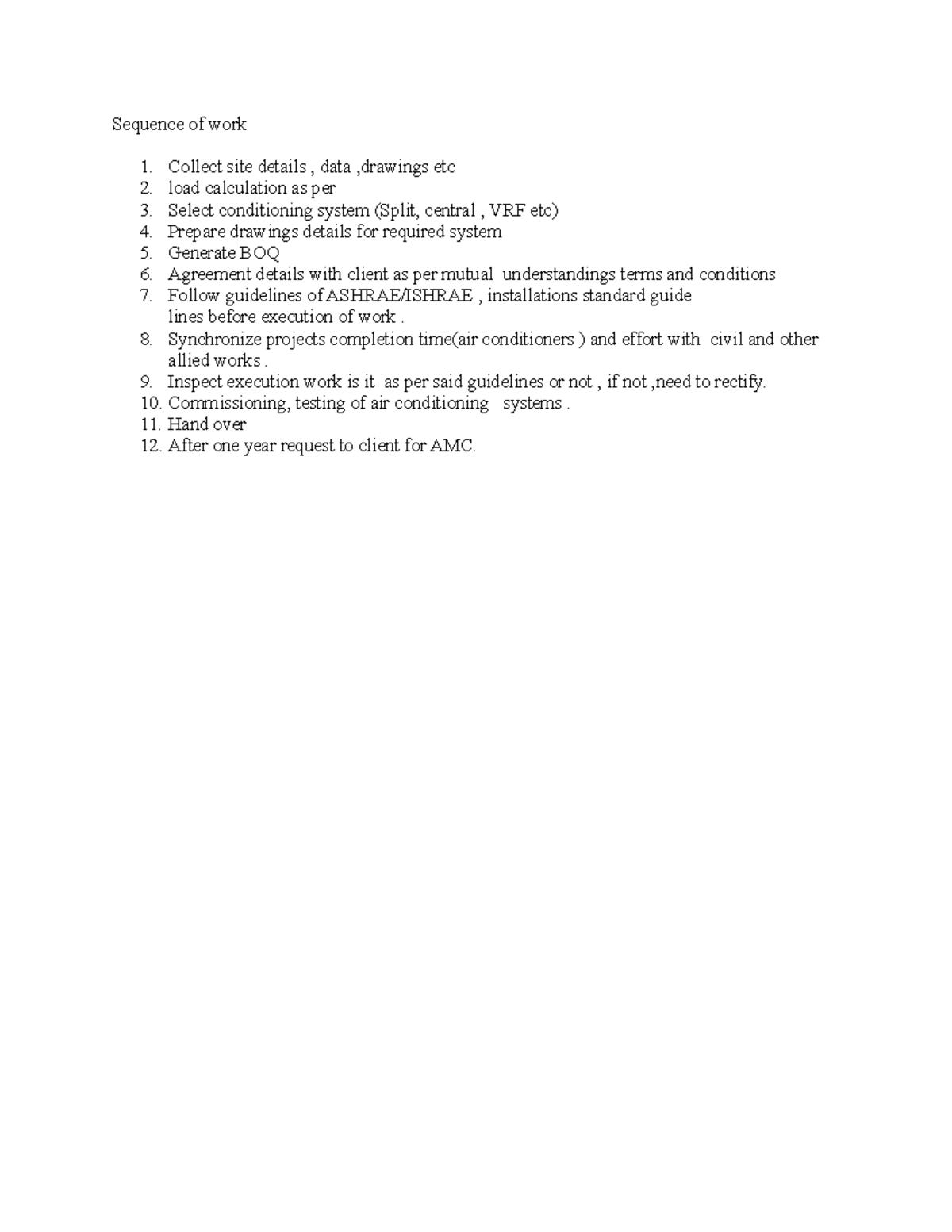 Sequence-of-work - load calculation step - Sequence of work Collect ...